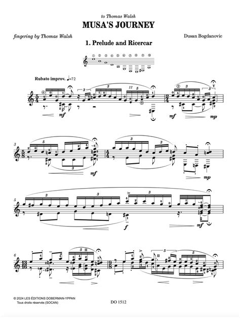 Bogdanovic Musas Journey For Solo Guitar