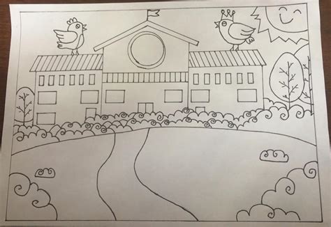 心目中的学校简笔画图片大全打印版（高清15张）简笔画图片大全