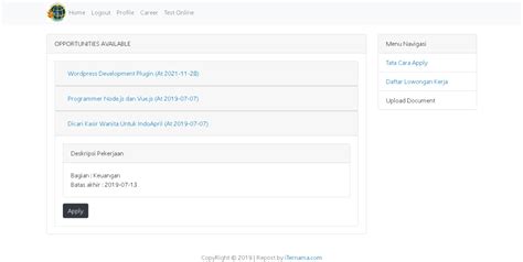 source code php informasi loker dan tes online pelamar kerja dengan ci