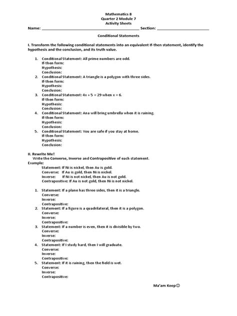 Rewriting Conditional Statements Pdf