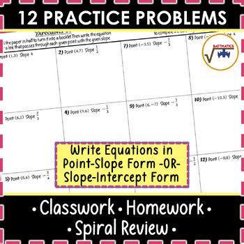 Writing Linear Equations Given A Point Slope Coloring Activity Color By Code