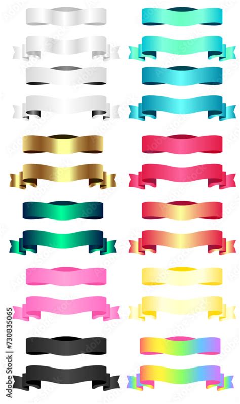 그라데이션 리본 제목 요소 이미지 다양한 컬러의 리본끈 이미지 제목이나 글장식에 활용도가 높음 Stock Vector Adobe Stock