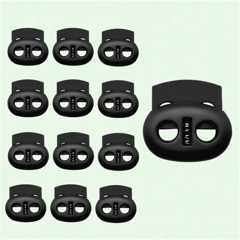 12 Pack Spring Loaded Round Plastic Double Holes Cord Stoppers Oval