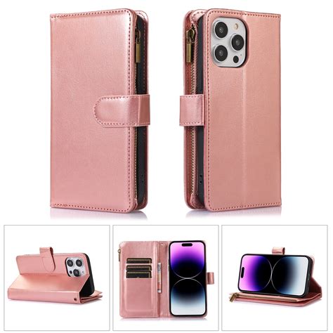 Allytech Iphone 14 Pro Wallet Case 9 Cards Holder Zipper Wallet Case
