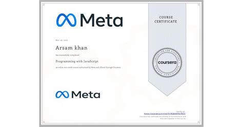 Arsam Khan On Linkedin Completion Certificate For Programming With Javascript