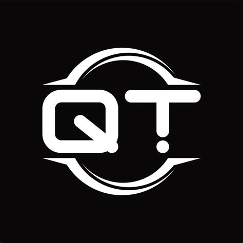 Qt Logo Monogram With Circle Rounded Slice Shape Design Template