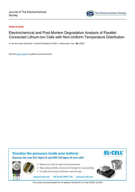 Pdf Electrochemical And Post Mortem Degradation Analysis Of Parallel Connected Lithium Ion
