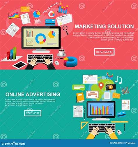 Flat Design Illustration Concepts For Marketing Solution Online