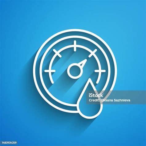 Garis Putih Ikon Termometer Sauna Terisolasi Pada Latar Belakang Biru