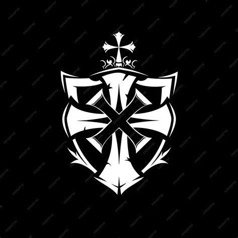Premium Photo Crusader Knight Crest Logo With Crosses And Fleurs De