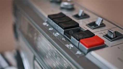 Pressing Play Button On Vintage Cassette Deck Stock Footage Video Of