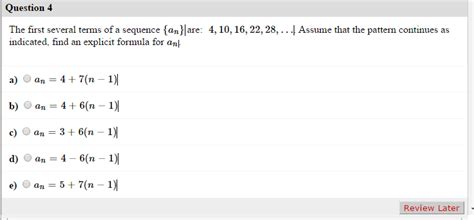 Solved The First Several Terms Of A Sequence A N Are Chegg Com