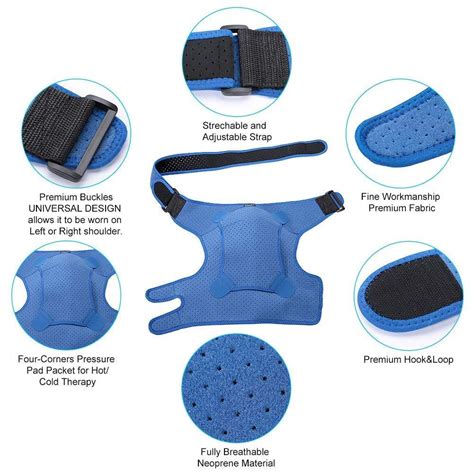 Rotator Cuff Shoulder Brace Support Unisex Blue Lxl Chest 38 51in