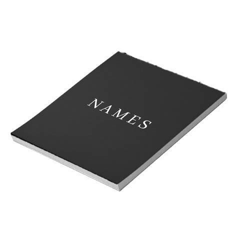 Simple Black Custom Add Your Name Elegant Notepad Zazzle Custom