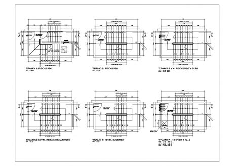 Staircases Section Drawings Details Of All Floors Of Apartment Building Dwg File