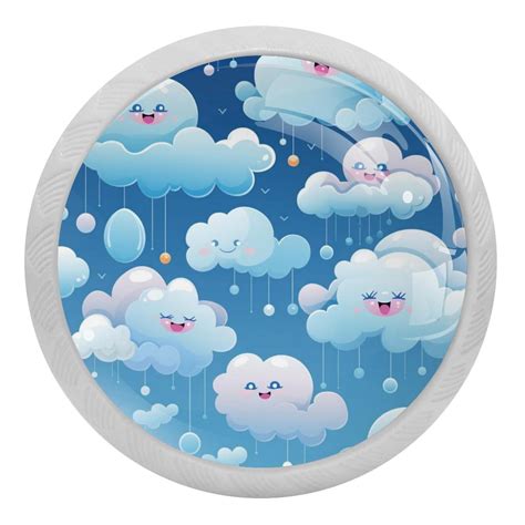 Cute Cloud Pattern 4pcs Cabinet Knobs Pulls Fluorescent Drawer Handle