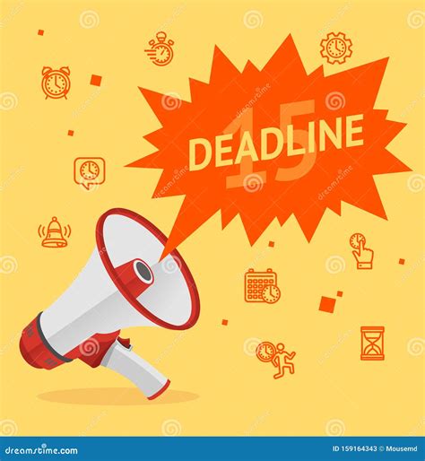 Cartoon Deadline Concept Banner Poster Card Vector Vektor Abbildung