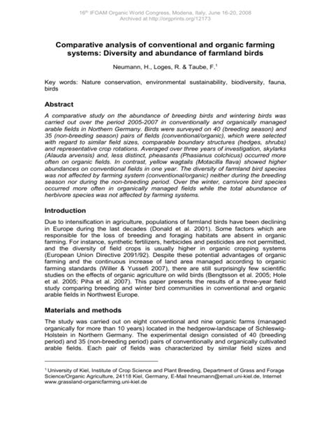 Comparative Analysis Of Conventional And Organic Farming Systems