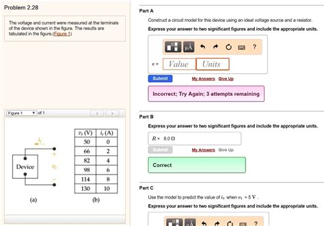 solved problem 2 28 part a construct a circuit model for this device