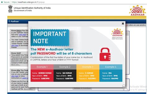 New E Aadhaar Letter Pdf Password