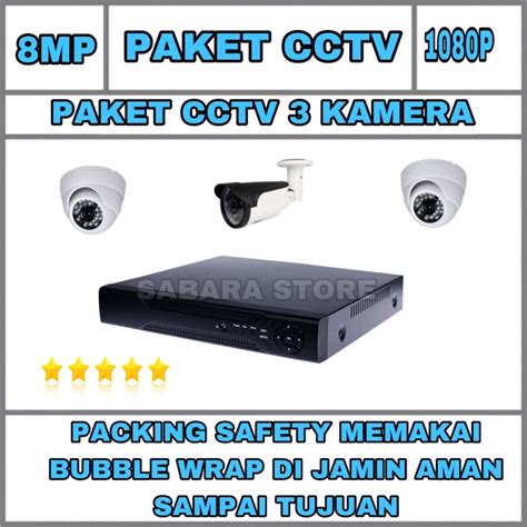 Jual PAKET CCTV 3 KAMERA FULL AHD 4 CH CHANNEL 8 MP IR SONY 1080P HDD