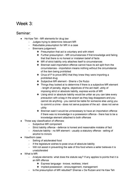 Week 3 Crim B Summary Of Lecture Notes Readings And Seminar Work