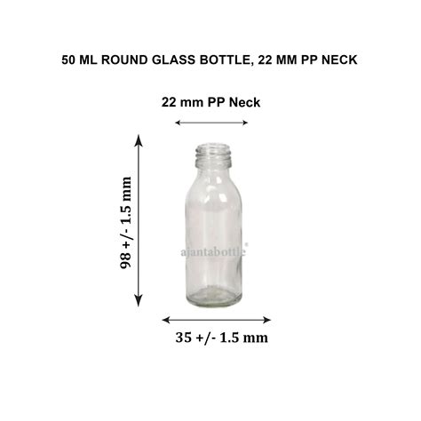50 Ml Round Glass Bottle 22 Mm Ropp Neck Ajanta Bottle Pvt Ltd