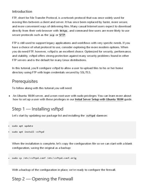 How To Set Up Vsftpd For A Users Directory On Ubuntu 18 04 Digitalocean Pdf File Transfer