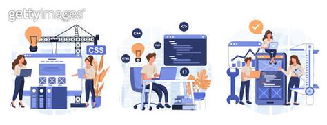 Big It Profession Collection Programmer Write Software And Create Code For Computer Coding