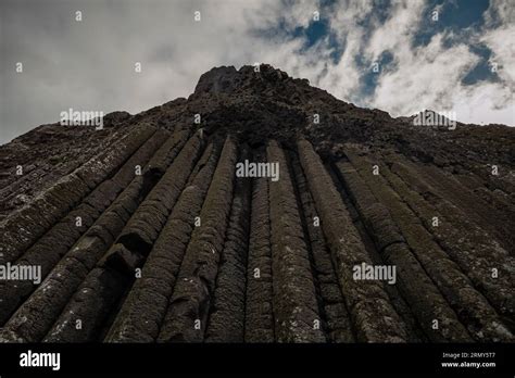 Panorama Of Hexagonal Stones At Organs At Giants Causeway In Northern
