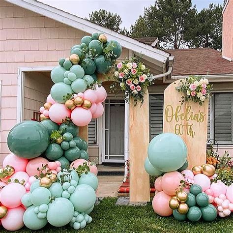 Sage Green Pink Balloon Garland Arch Kit Babypink Blush Gold Etsy