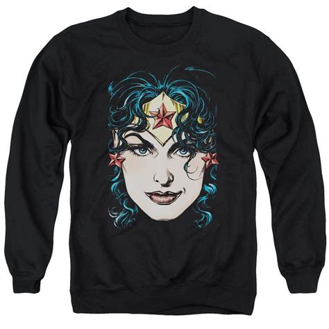 Dco Justice League Of America Wonder Woman Head Adult Crewneck Sweatshirt
