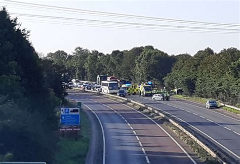 A14 Bury St Edmunds Reopens After Collision Between Two Vehicles