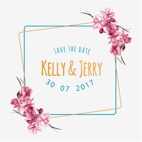 아름 다운 일러스트 핑크색 꽃 빈티지 화 환 분홍색 꽃이 틀 날짜 프레임을 저장 꽃 꽃 화환 Png 일러스트 및 Psd 이미지 무료 다운로드 Pngtree