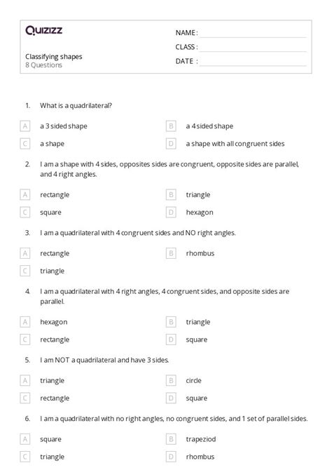50 Classifying Shapes Worksheets For 3rd Class On Quizizz Free