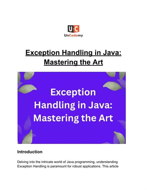 Ppt Exception Handling In Java Mastering The Art Powerpoint