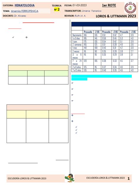 Anemia Ferropénica Pdf Anemia Especialidades Medicas