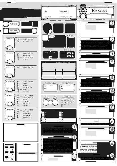 Class Character Sheet Ranger V11 Fillable Pdfcoffeecom