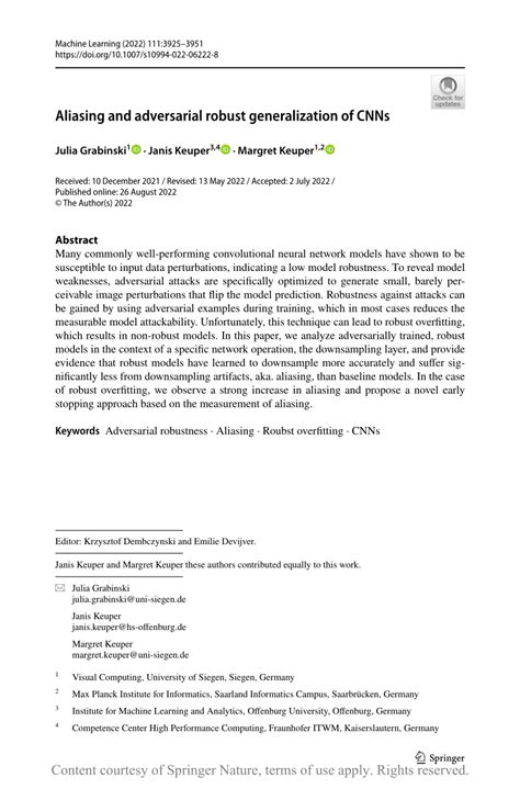 Pdf Aliasing And Adversarial Robust Generalization Of Cnns
