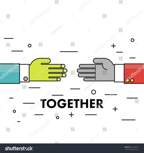 Lets Do Together Flat Thin Line Stock Vector Royalty Free 362320412