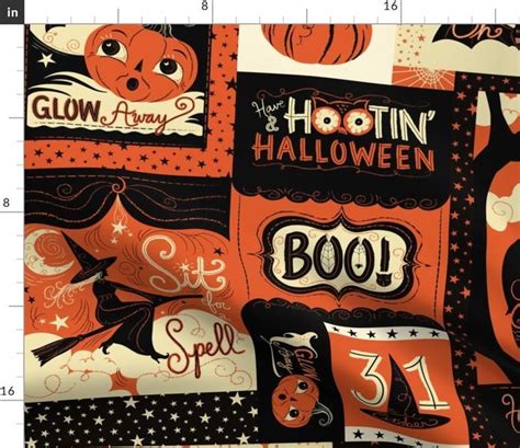 Vintage Halloween Patchwork Large Spoonflower Vintage Halloween Jack O Lantern Halloween