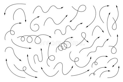 Curved Arrows Set Of Vector Hand Drawn Arrows Collection Of Pointers Stock Vector