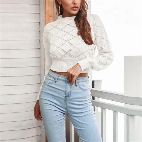 새로운 2021 가을 겨울 여성 스웨터 긴 소매 마름모 Stretchable 당겨 스웨터 한국어 Femme 저지 점퍼 풀오버