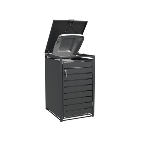 Outdoor Single Wheelie Bin Storage With Lid Charcoal Tekboard Composites