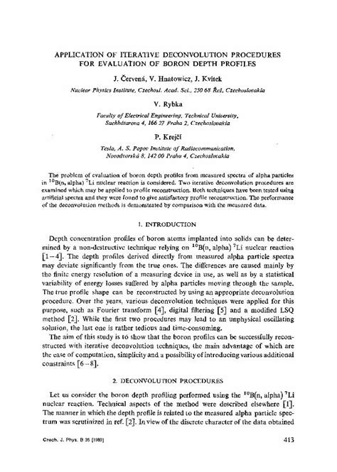 pdf application of iterative deconvolution procedures for evaluation