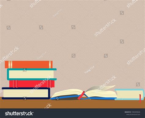 Front View Stack Hardcover Books Open Stock Vector Royalty Free