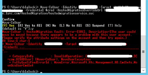 Move CsUser HostedMigration Fault Error 506 Cannot Migrate Skype