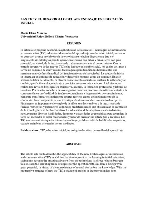 Las Tic Y El Desarrollo Del Aprendizaje En Educación Inicial Pdf