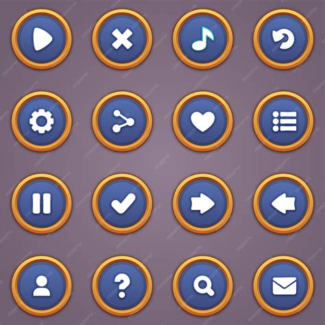 premium vector game ui set of buttons in cartoon style gui to build