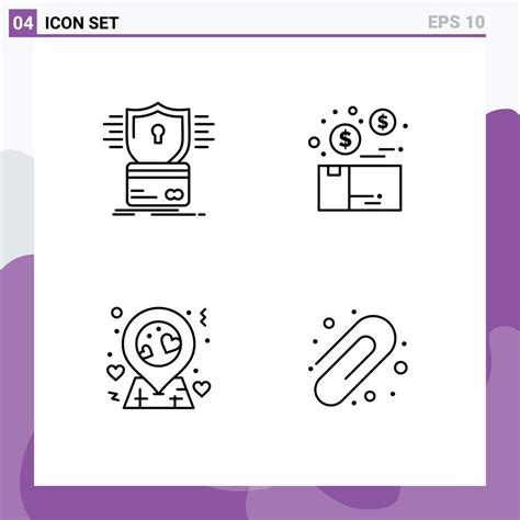 Line Pack Of 4 Universal Symbols Of Security Product Hacking Money Love